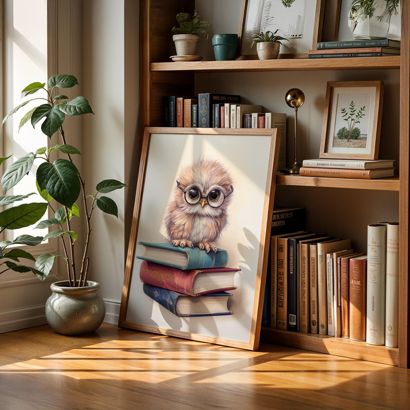 Owl'S Library Cafe Wall Painting – TravelArty